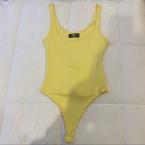 Lux LA | Tops | Lux La Yellow Tank Ribbed Bodysuit | Poshmark